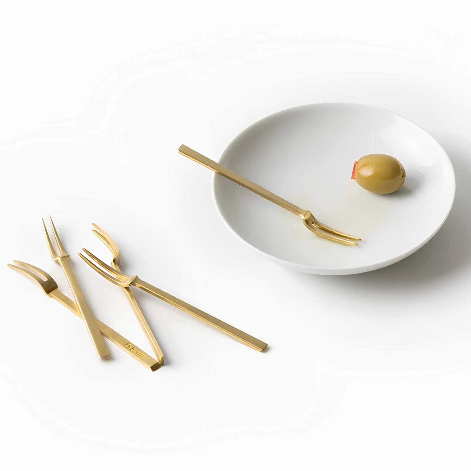 Buy 'Hime' small Japanese forks in brass (5 pieces) at Rune-Jakobsen Design