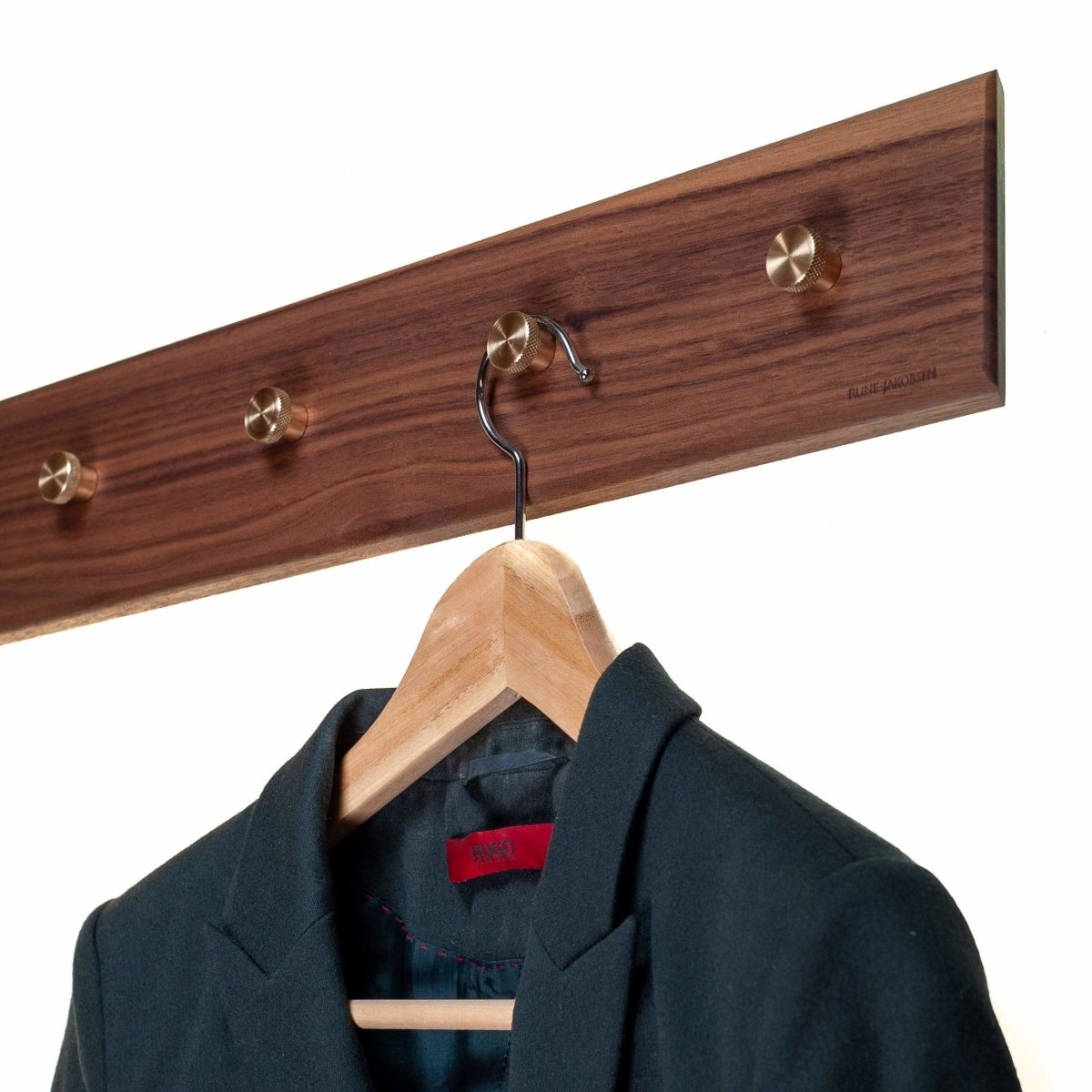 Buy 'Hall Buddy' wide hook with brass knobs at Rune-Jakobsen Design